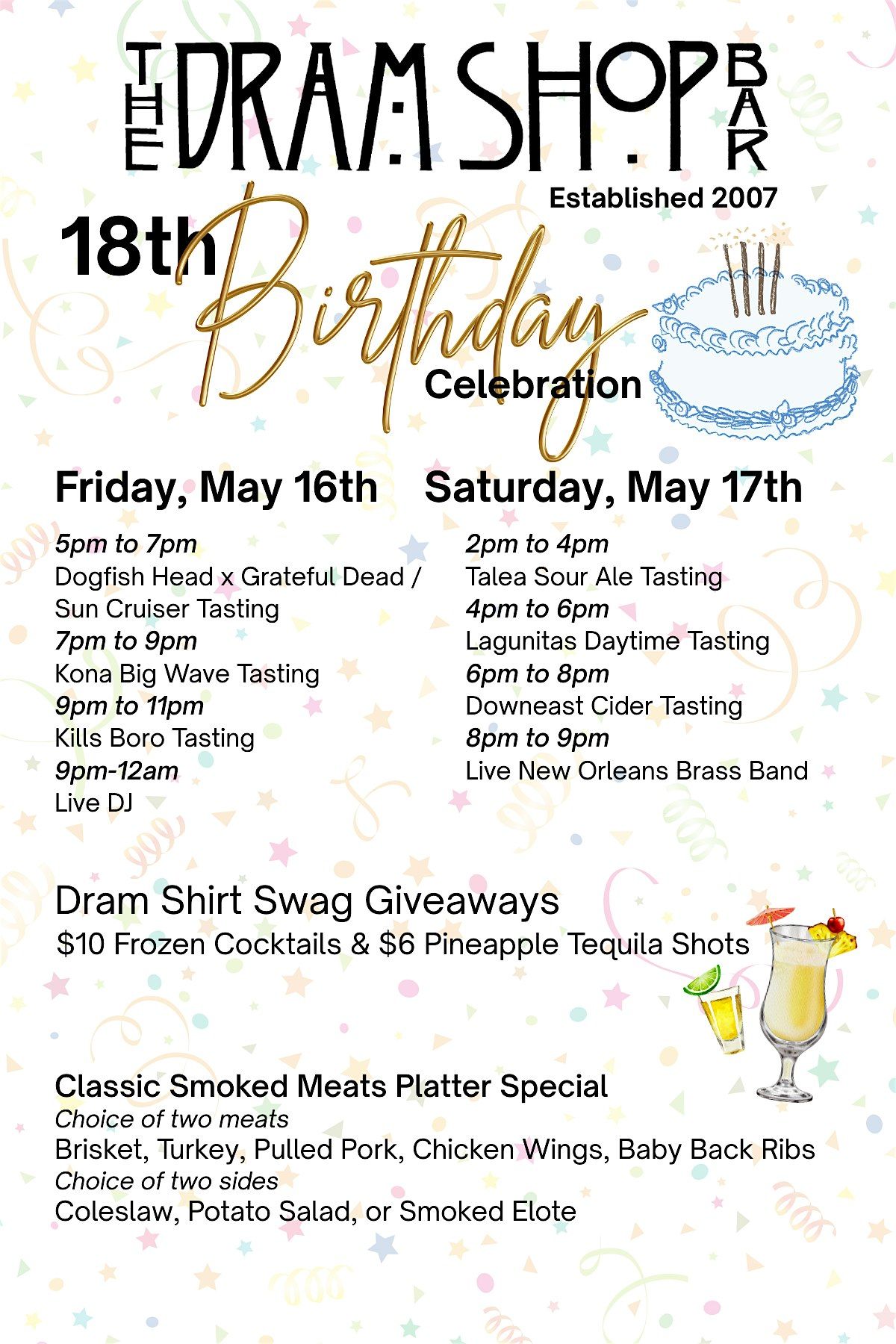 The Dram Shop Bar Turns 18 years Old!!! | The Dram Shop Bar, Brooklyn ...