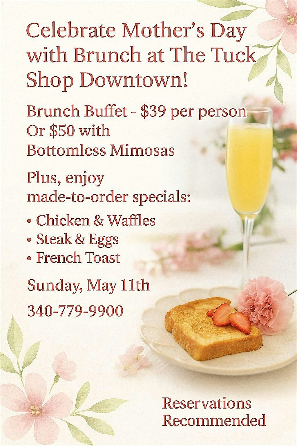 MOTHERS DAY BRUNCH BUFFET at The Tuck Shop Downtown, St Thomas on 11th ...