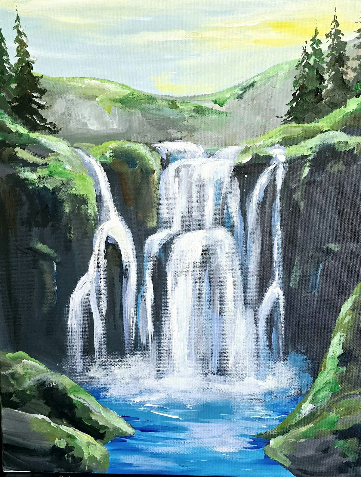 Waterfall *PAINT AND SIP** | Buck's American Cafe, Everett, WA | March ...