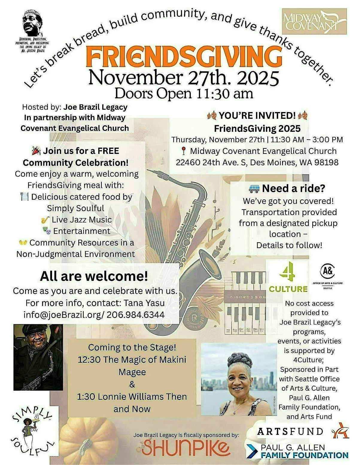 Joe Brazil Legacy "FriendsGiving" Community Gathering 2025! at Midway ...