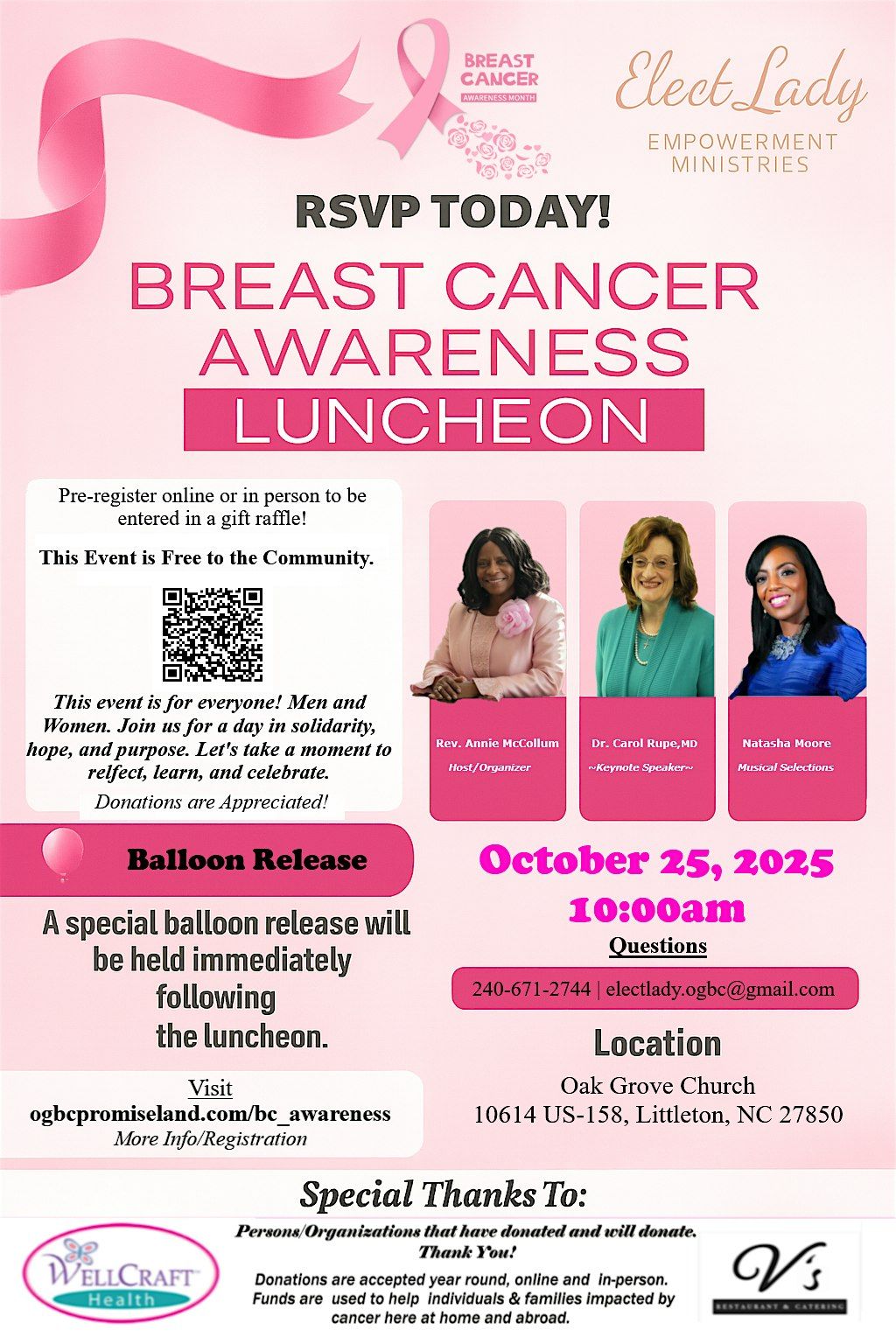 Breast Cancer Awareness Luncheon at Oak Grove Baptist Church ...