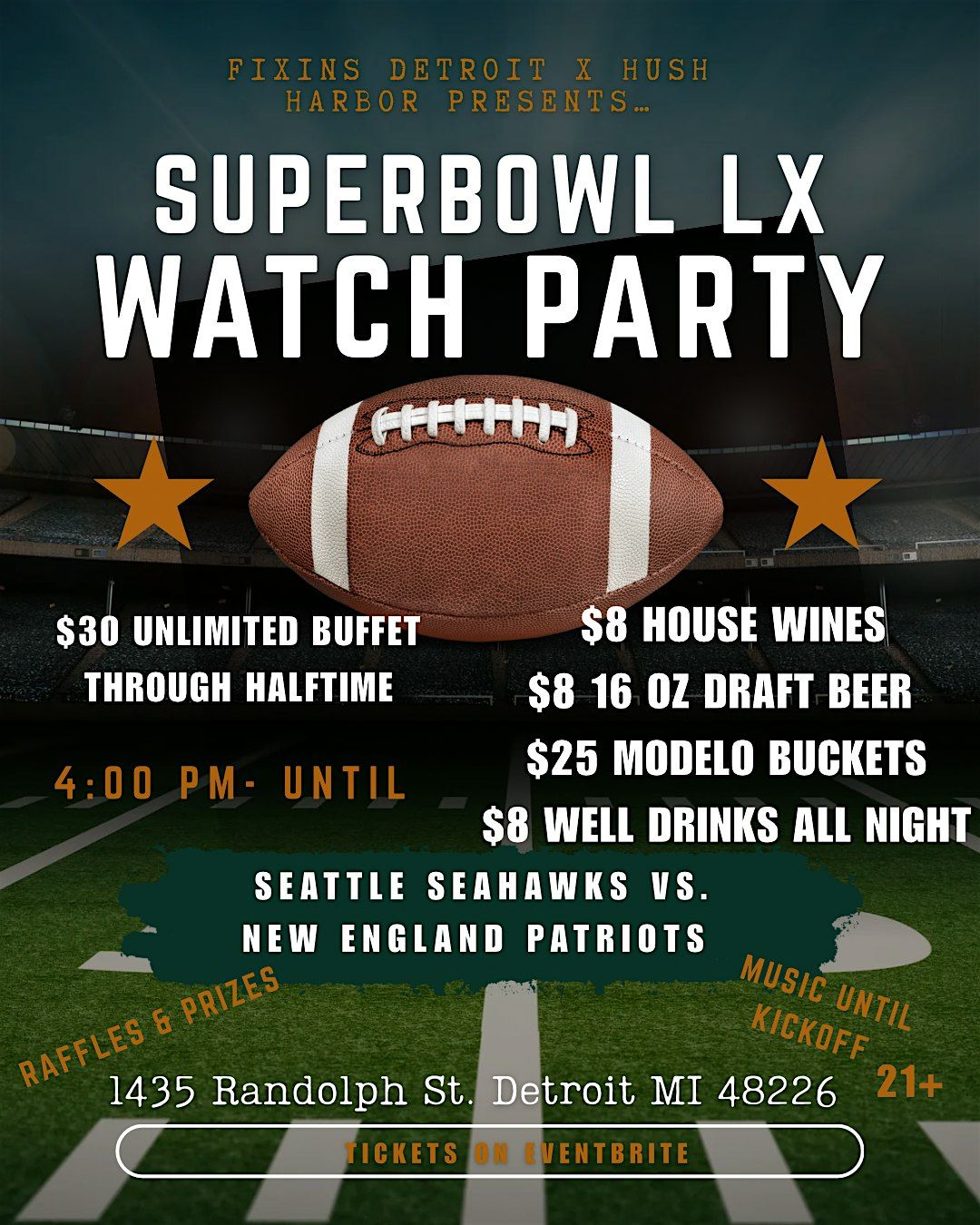 Superbowl LX Watch Party at 1435 Randolph Street, Detroit on 8th ...