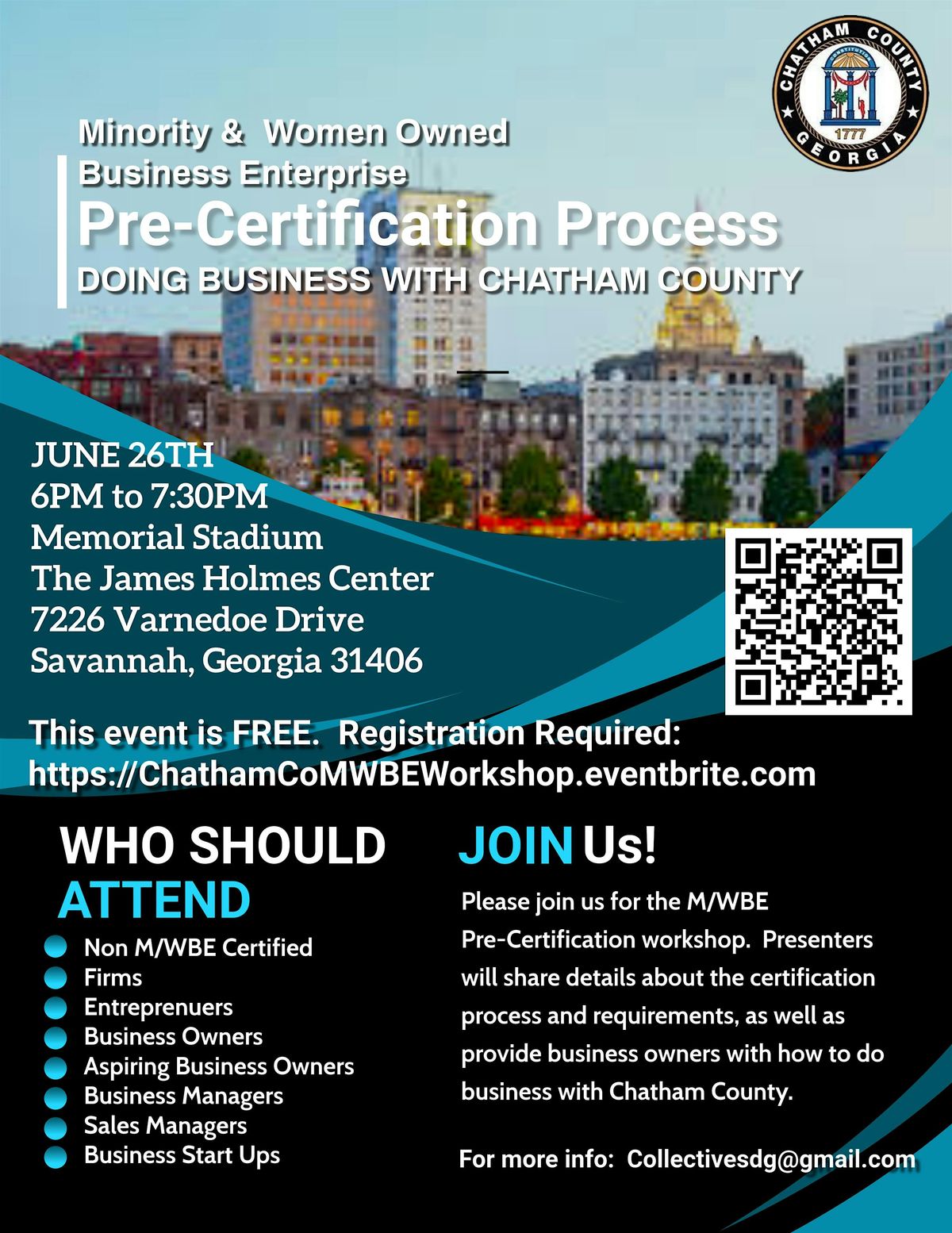 Chatham County M/WBE Pre-Certification Workshop at The James Holmes Center at Memoria Stadium ...