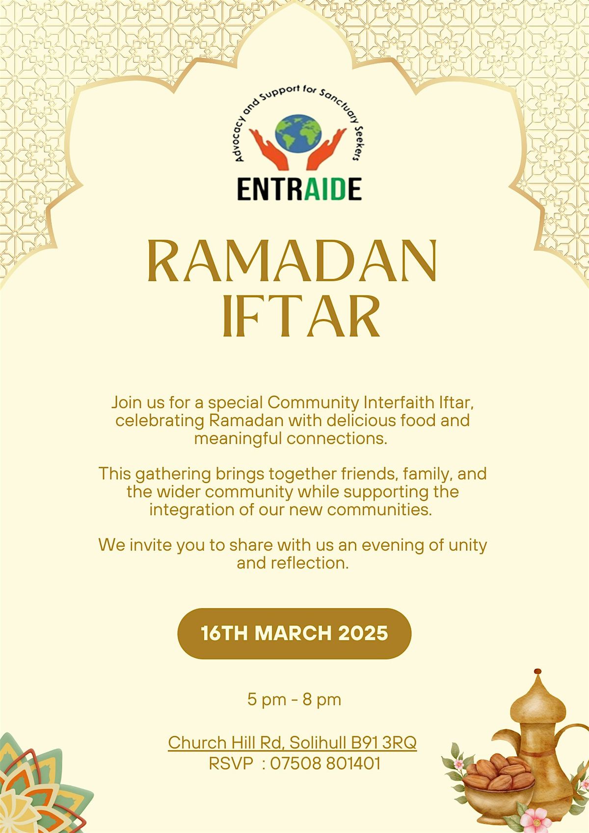 Entraide Community Iftar | Parish Office - Oliver Bird Hall, Solihull ...