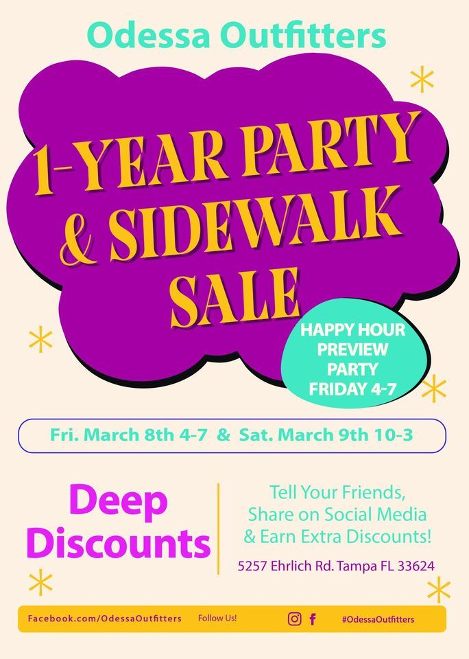 1 year party & sidewalk sale at 5257 Ehrlich Road, Tampa, FL, United ...