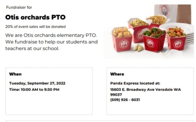 Panda Express fundraiser at Panda Express, Spokane Valley on 27th ...