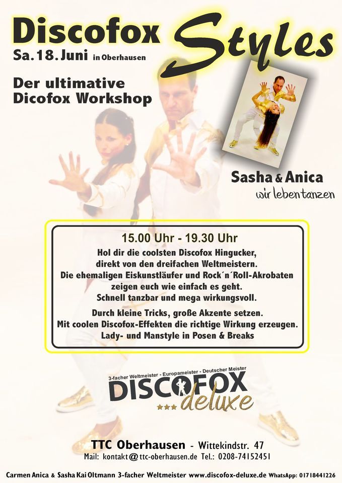 Discofox Workshop mit Sasha und Anica at Tanz- und Tanzturnierclub Oberhausen e. V. - TTCO on ...
