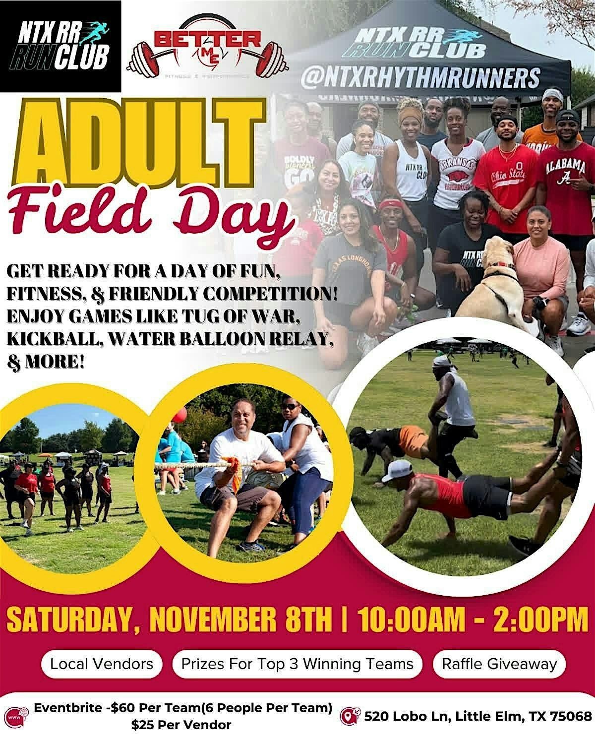 Adult Field Day at 520 Lobo Ln, Little Elm on 8th November, 2025