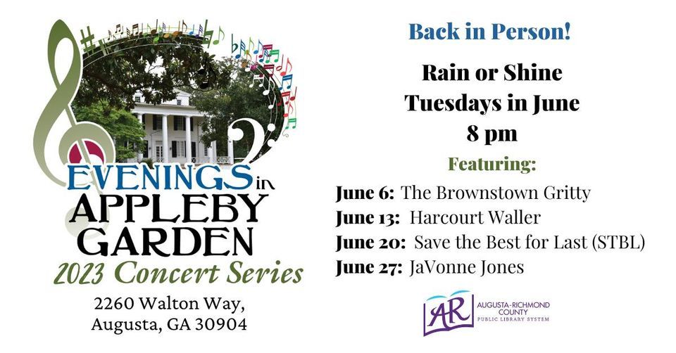 Evenings in Appleby Garden 2023 Concert Series | 2260 Walton Way ...