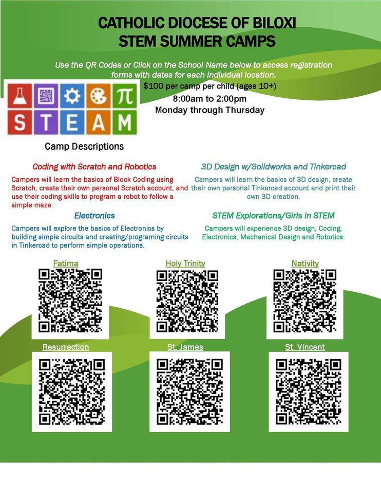 Summer STEM Camps (Click on the Images to access the QR code and ...