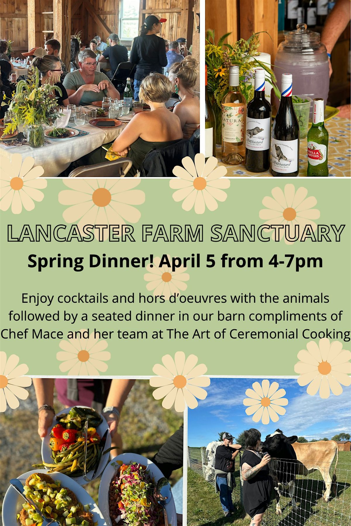 Spring Dinner at Lancaster Farm Sanctuary, Mount Joy on 5th April, 2025