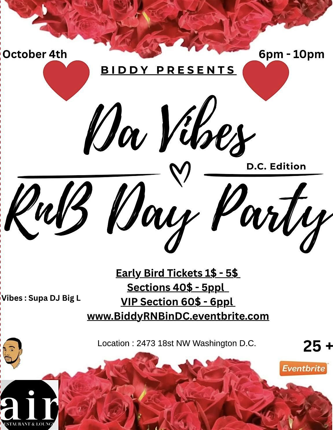 Biddy Presents : Da Vibes : RnB Day Party @ Air D.C. at Air Restaurant ...