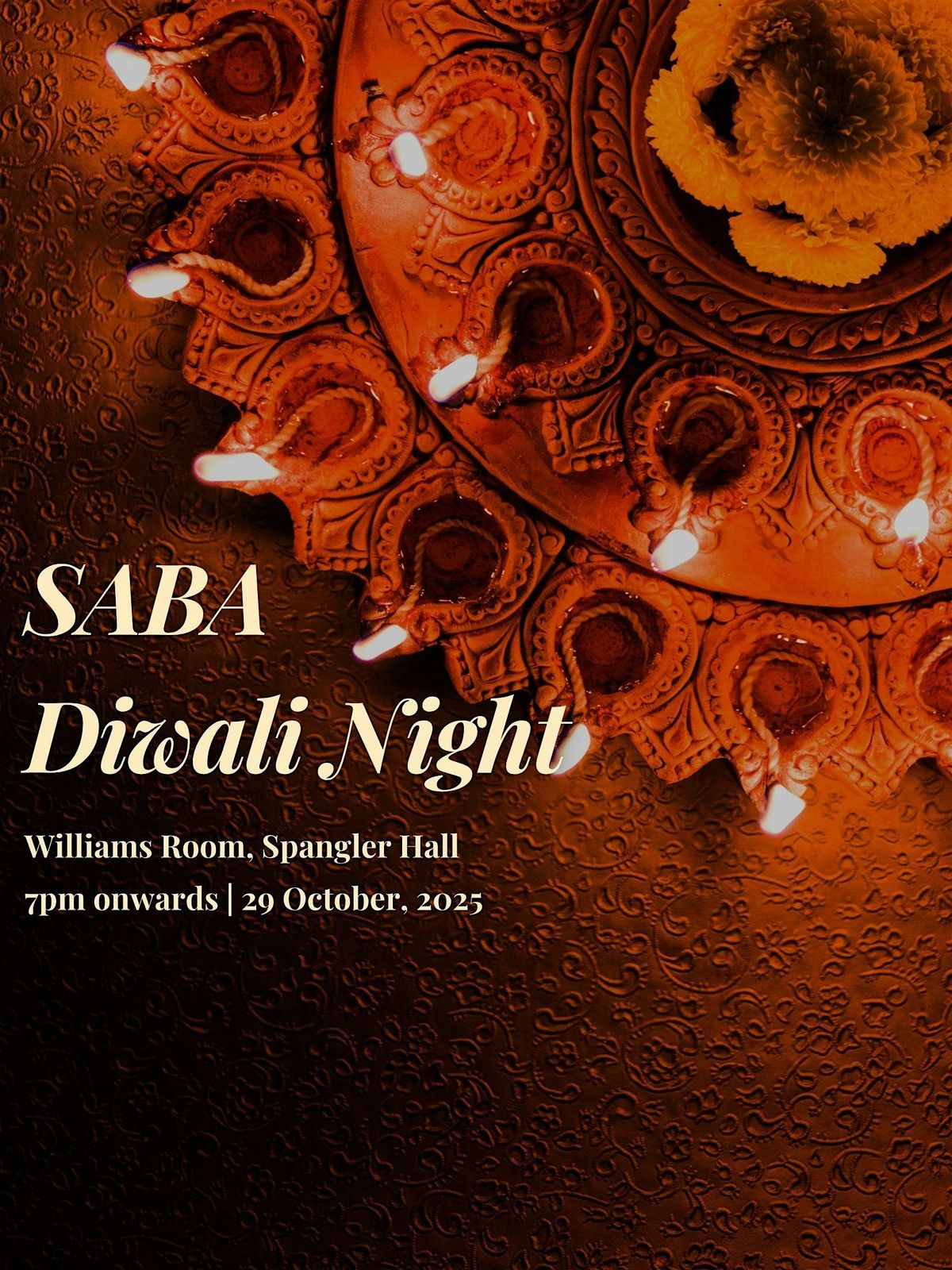 SABA Diwali Night 2025 at Williams Room, Boston on 29th October, 2025