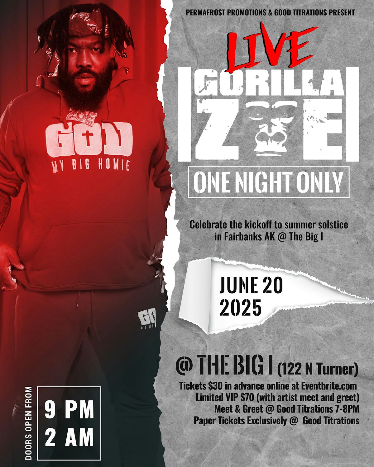 Gorilla Zoe in Fairbanks at The Big I Pub And Lounge, Fairbanks on 20th ...