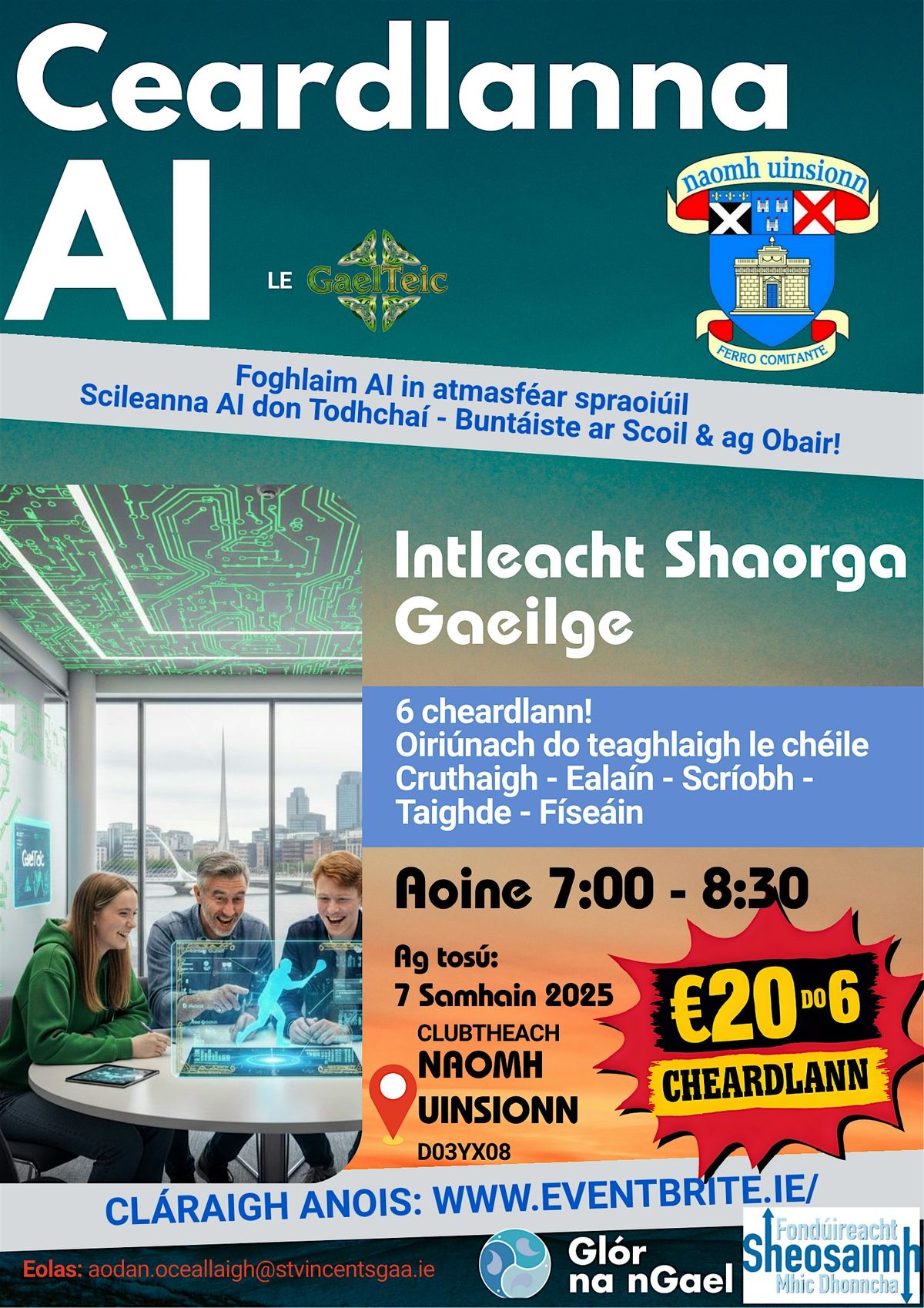 AI Workshops (As Gaeilge) at St. Vincent's GAA Club, Dublin 3 on 7th ...