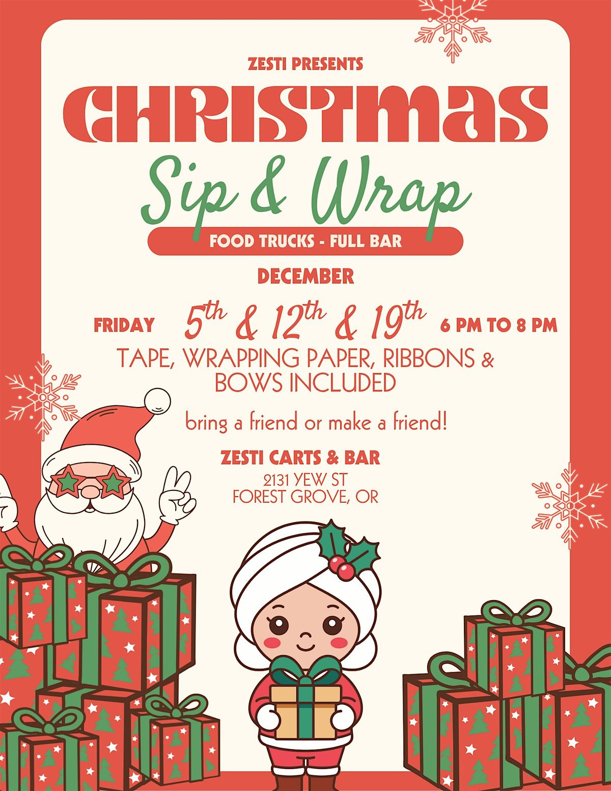 Sip & Wrap at Zesti at Zesti food carts, Forest Grove on 5th December, 2025