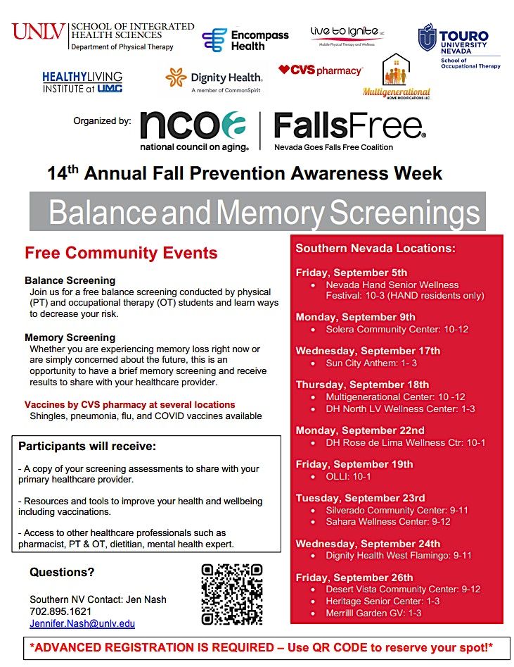 FREE Fall Prevention Screening! at 250 S Green Valley Pkwy, Henderson ...