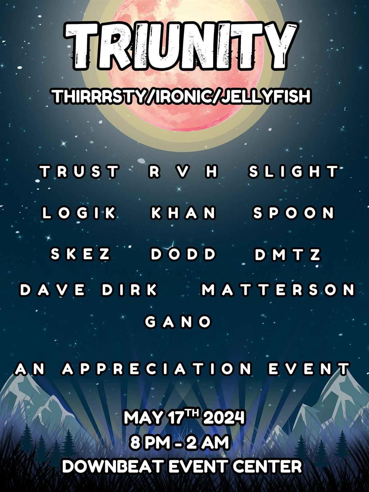 Triunity - An Otherworld Appreciation Party. at The Downbeat event centre, Victoria on 17th May ...