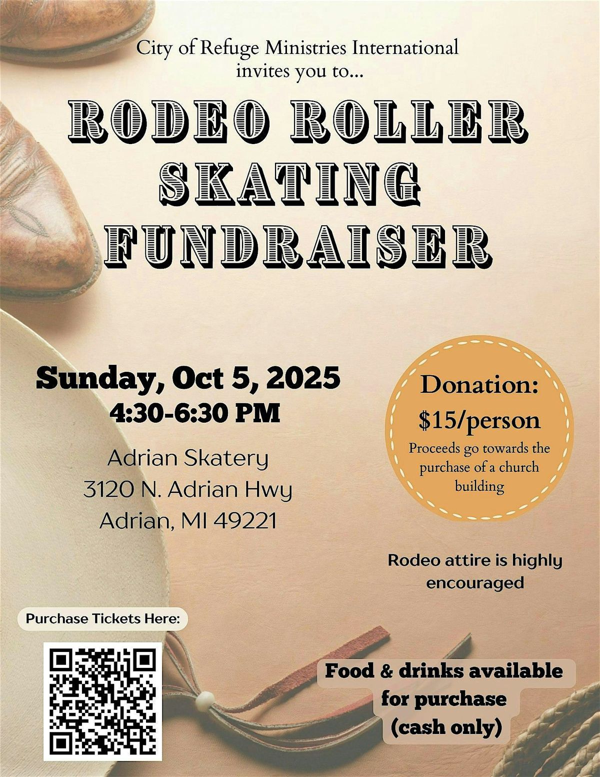 Rodeo Roller Skating Fundraiser at Adrian Skatery MI on 5th October, 2025