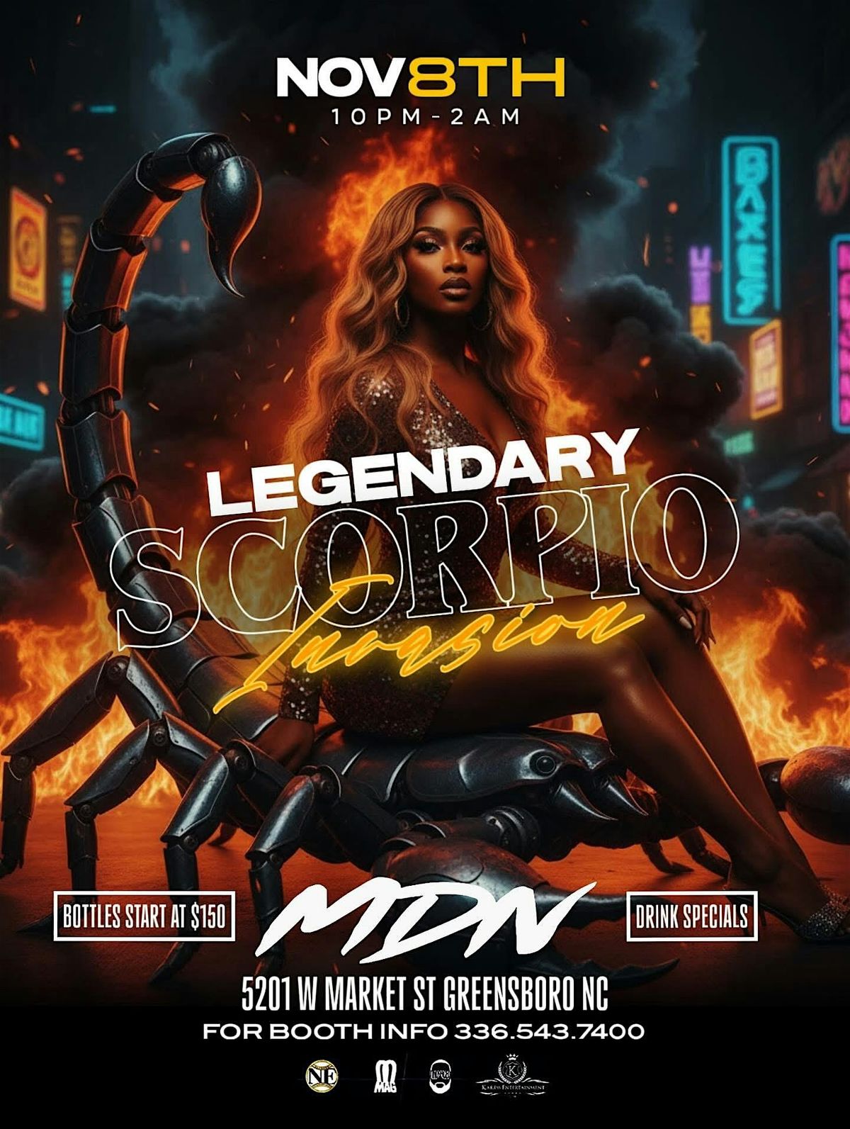 THE LEGENDARY SCORPIO BASH @ MDN at MDN GREENSBORO on 8th November, 2025