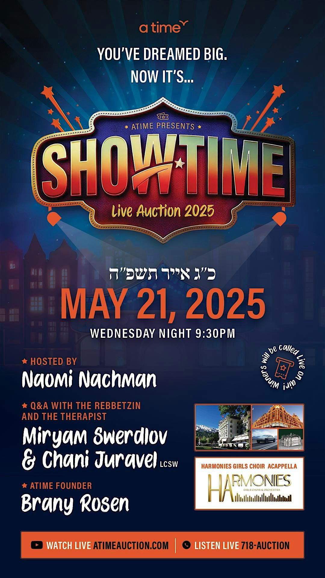 ATIME SHOWTIME - Live Auction - Studio Audience - 5785 | Anshei Sfard Hall, Brooklyn, NY | May ...