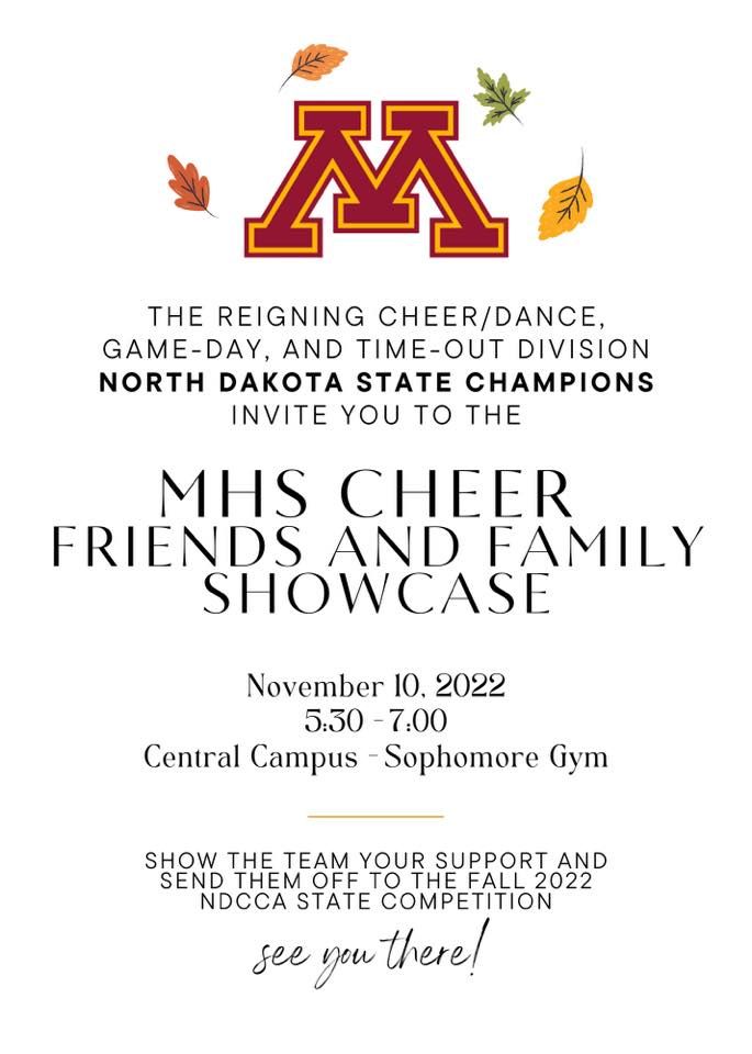 MHS Cheer Friends and Family Showcase | Central Campus School, Minot ...