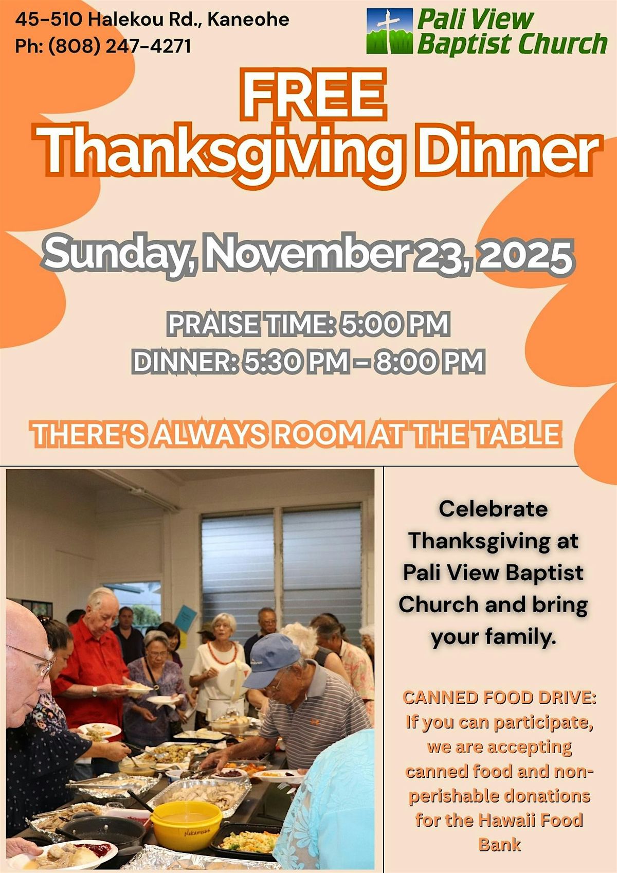 FREE Annual Community Thanksgiving Dinner at 45-510 Halekou Rd, Kaneohe ...