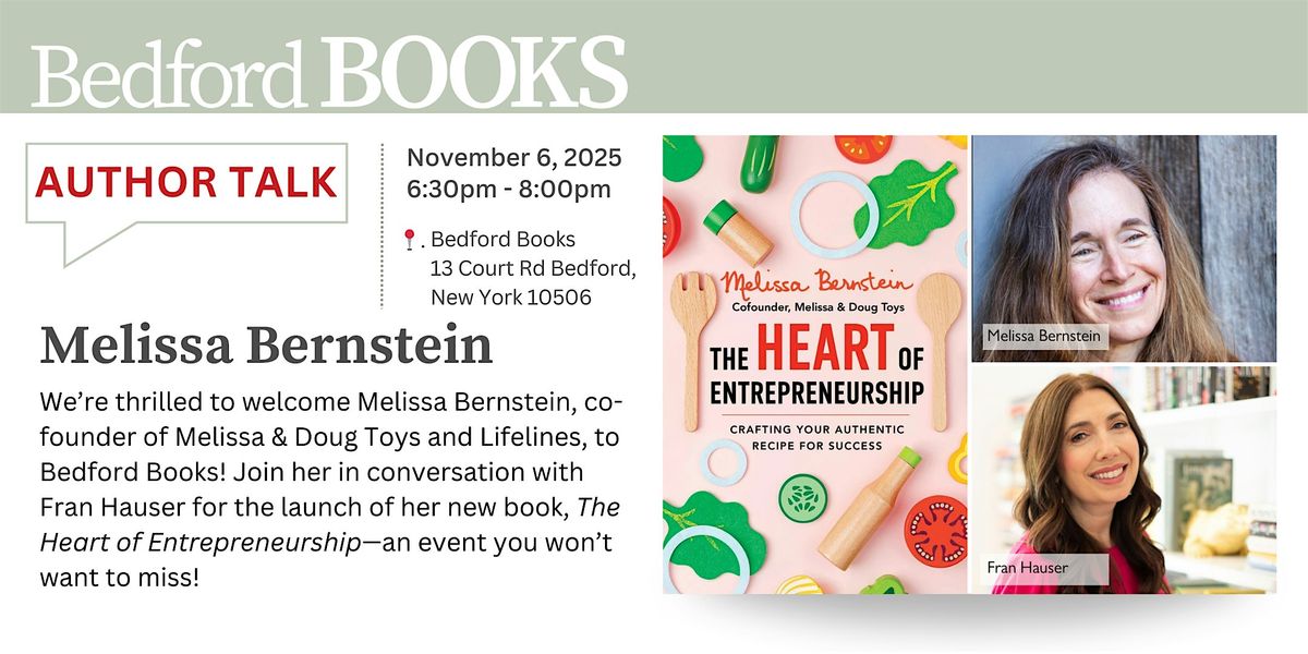 Author Talk: Melissa Bernstein at Bedford Books on 6th November, 2025