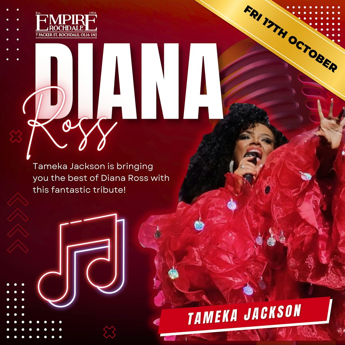Tameka Jackson as Diana Ross at Empire Rochdale on 17th October, 2025