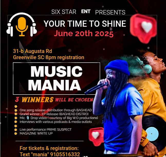 Music Mania at 31 Old Augusta Rd, Greenville on 20th June, 2025
