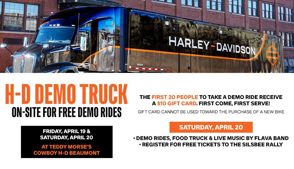H-D Demo Truck On-Site For Free Demo Rides | Teddy Morse's Cowboy ...