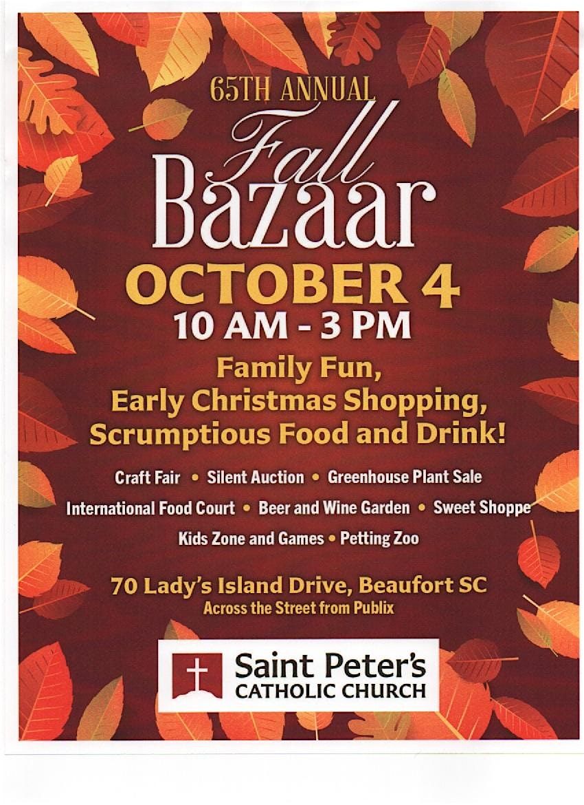 Saint Peters 65th Annual Fall Bazaar at St. Peter’s Catholic Church, Beaufort on 4th October, 2025