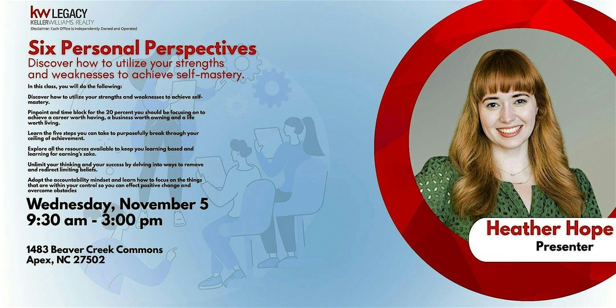 Six Personal Perspectives Presented by Heather Hope at KW Legacy Apex ...