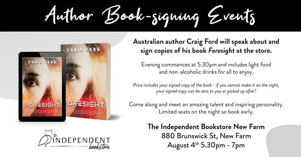 An Evening with Brisbane author Craig Ford at The Independent Bookstore ...