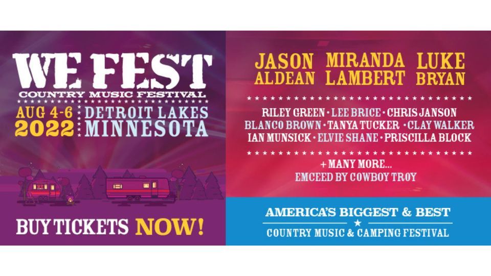 WE Fest: Ready for You in 22! at Soo Pass Ranch, Detroit Lakes on 4th ...