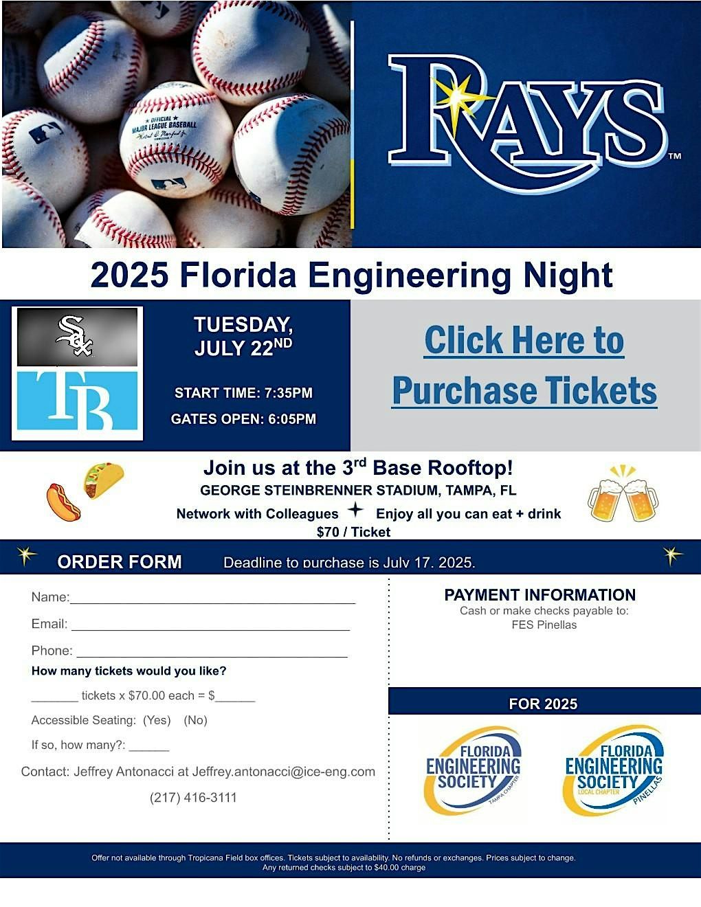 2025 Florida Engineering Night with the Rays | George M. Steinbrenner Field, Tampa, FL | July 22 ...