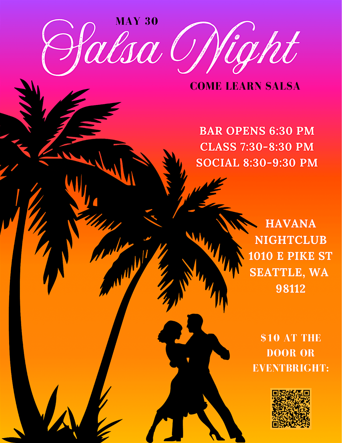 Salsa Social w/Dance Class at Havana Nightclub, Seattle on 30th May, 2025