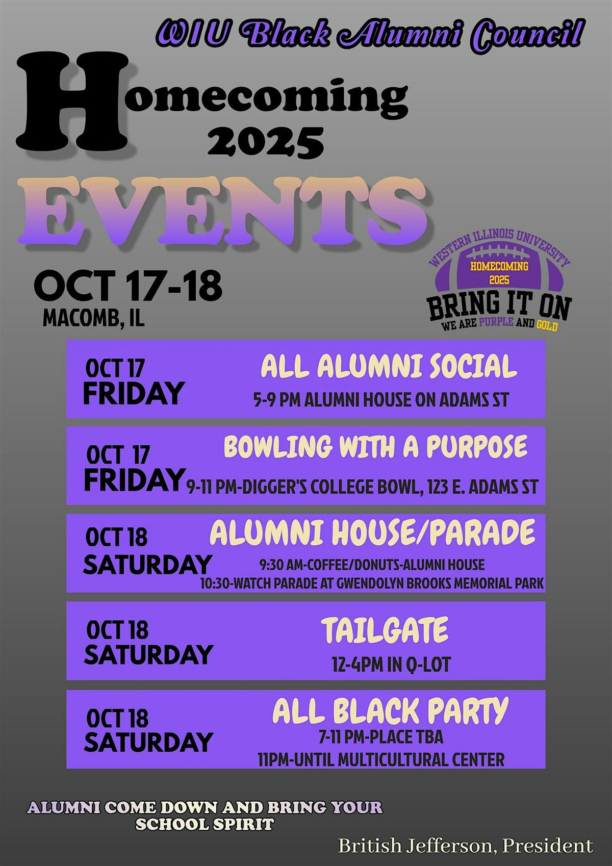 WIU Black Alumni Council Homecoming Weekend 2025 | Western Illinois ...