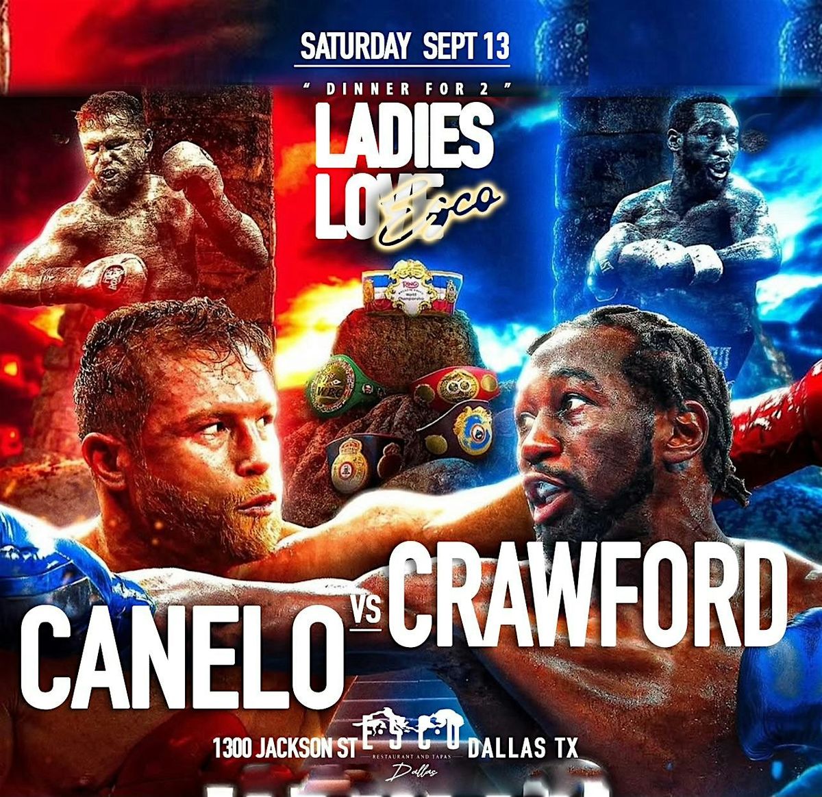Canelo vs Crawford fight watch party at Esco at Esco Dallas Restaurant ...