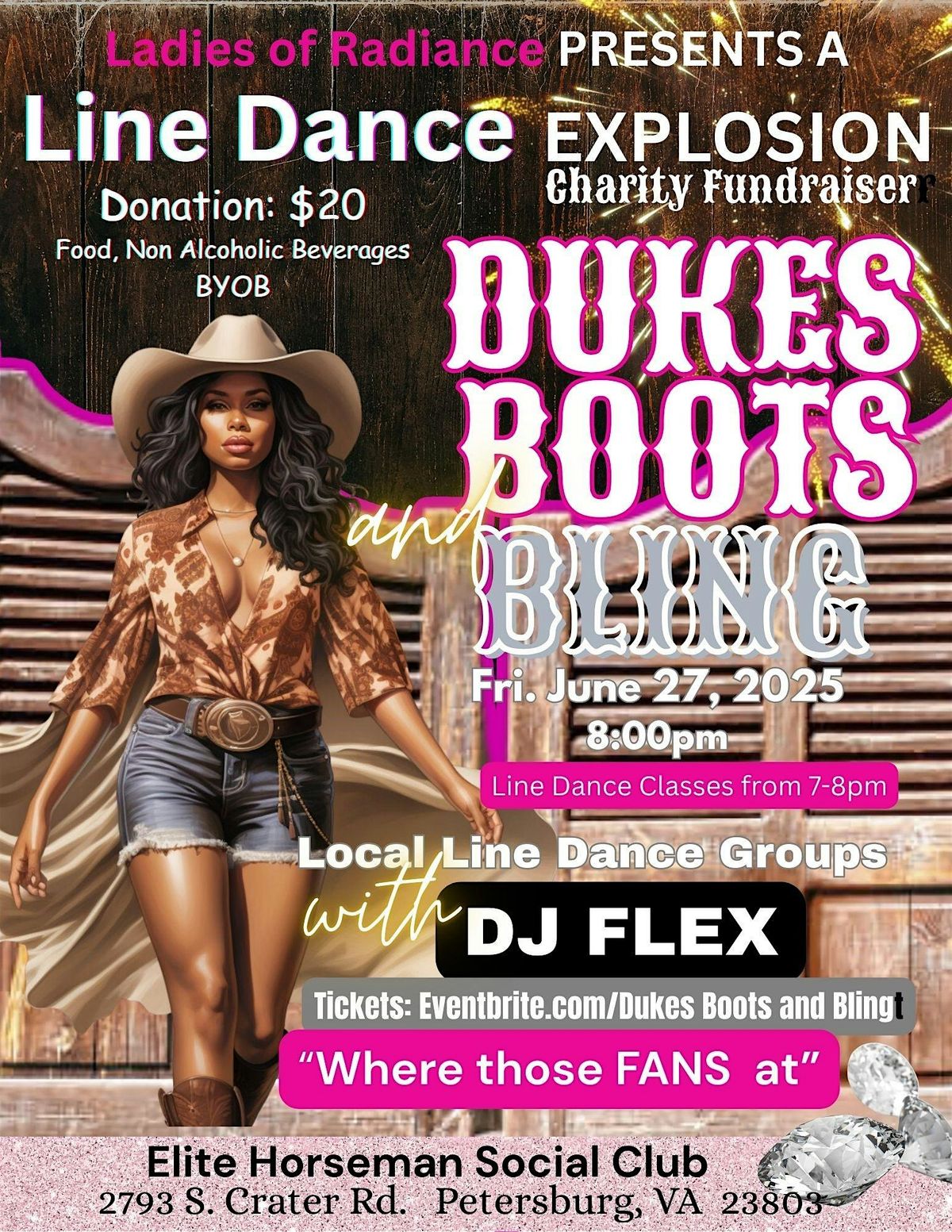Dukes, Boots and Bling Line Dance Explosion Charity Fundraiser at 2793 S Crater Rd, Petersburg ...