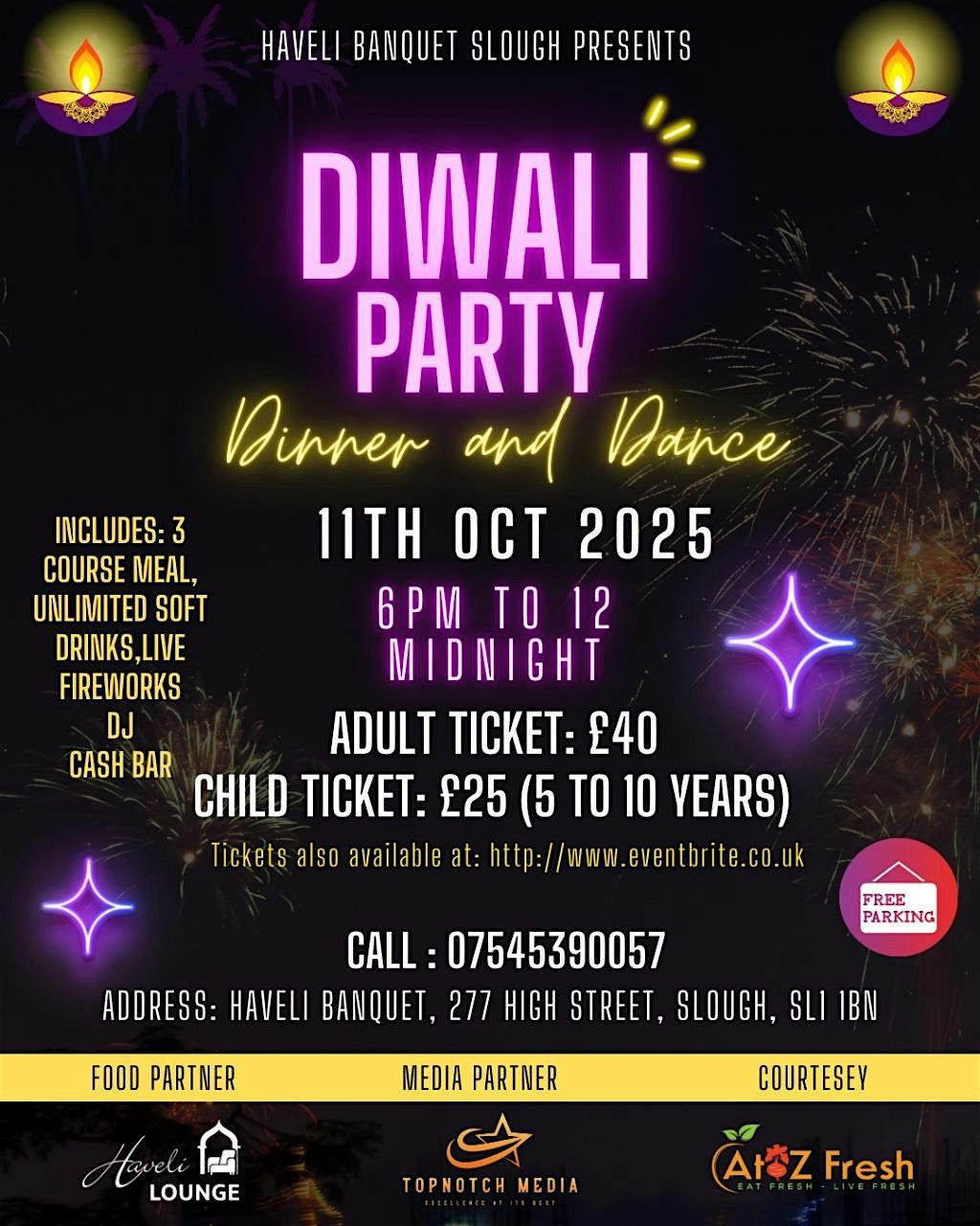 Diwali Dinner and Dance 2025 at Haveli Conference & Banquet, Slough on ...