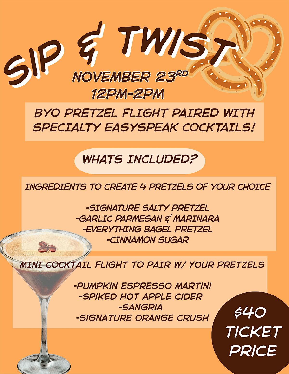 Sip & Twist: BYO Pretzel Flight & Cocktail Pairing at 586 Milford ...