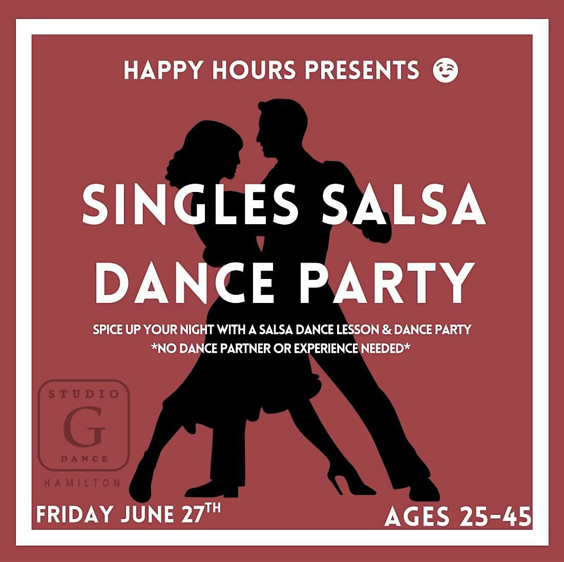 Singles Salsa Dance Party Ages 25-45 (Beginners Class) | Studio G ...