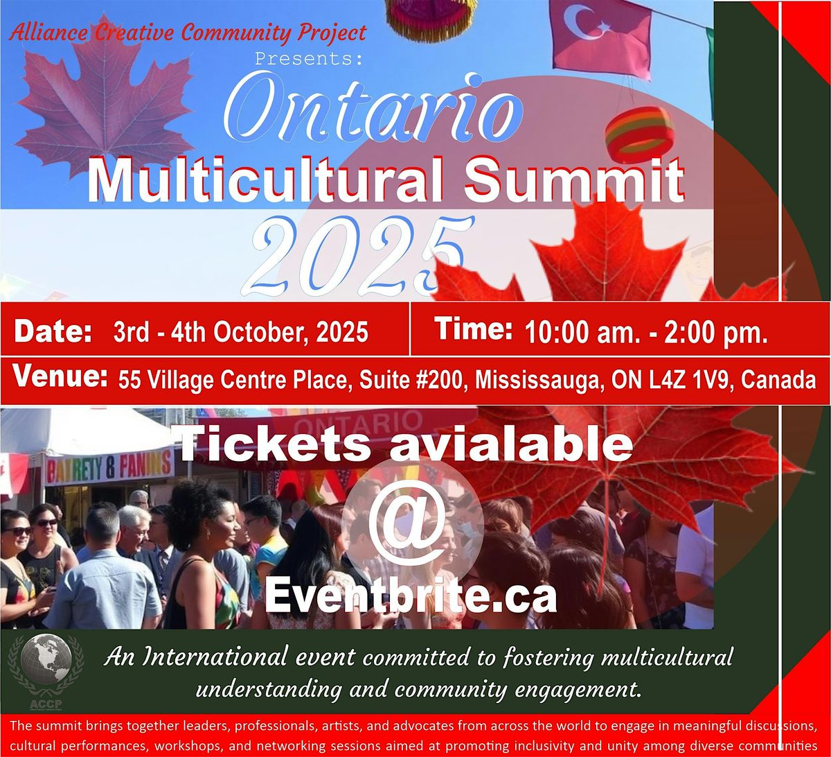 Ontario Multicultural Summit 2025 at 55 Village Centre Pl suite #200, Mississauga on 3rd October ...