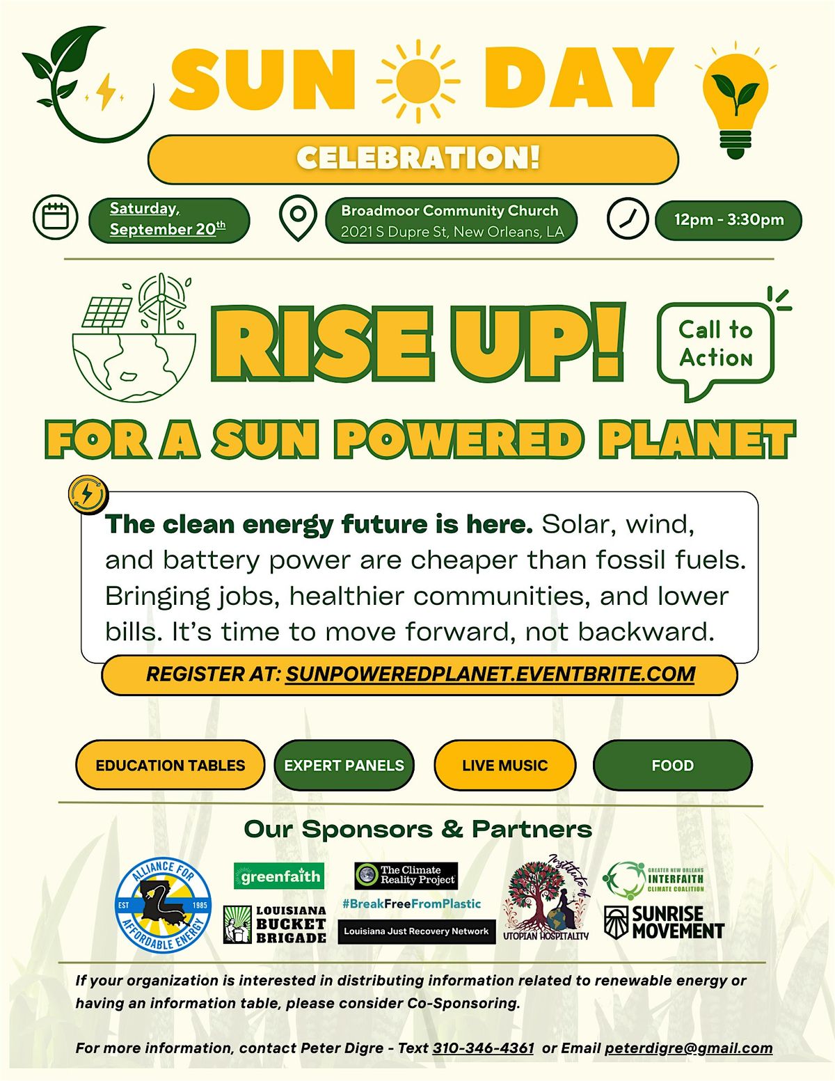 Sun Day Celebration! Rise up for a sun powered planet. | BROADMOOR COMMUNITY CHURCH, New Orleans ...