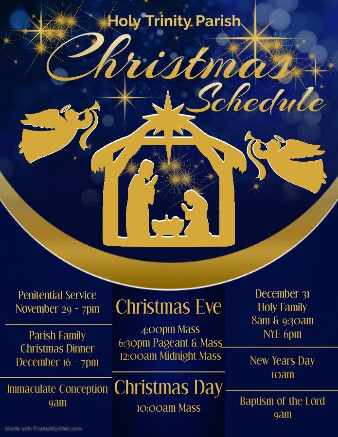 Christmas Schedule at Trinity Catholic, Nanaimo on 24th December, 2023
