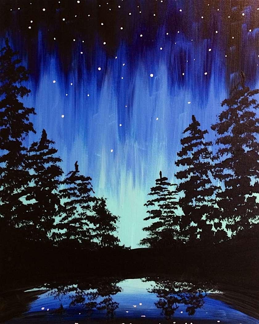 Paint and Sip - Aurora Through the Trees - St. Charles, IL at Pinot's ...