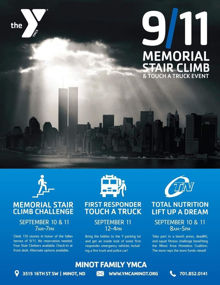 9/11 Touch a Truck & Memorial Stair Climb at Minot Family YMCA on 11th September, 2022