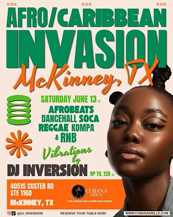 Afro/Caribbean Invasion at Cubana Grille, McKinney on 13th June, 2026