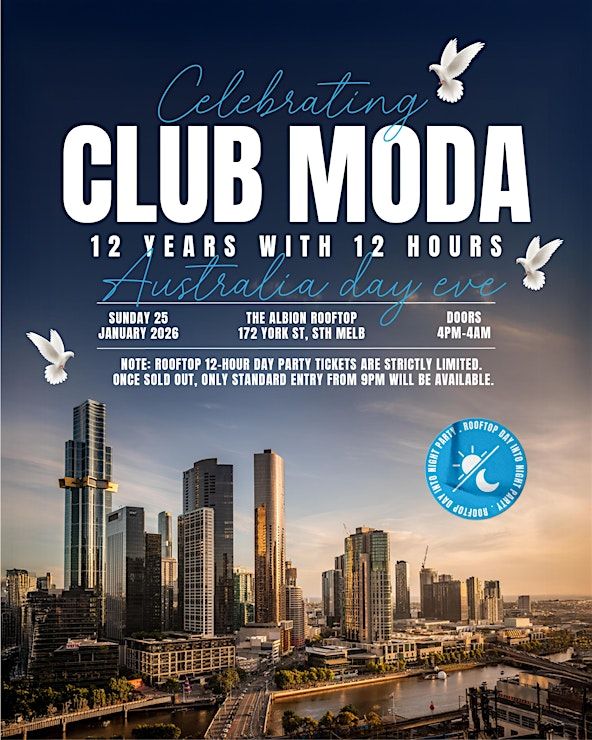 CLUB MODA MELBOURNE | 25.01.26 | 12 YEAR ANNIVERSARY | AUSTRALIA DAY ...